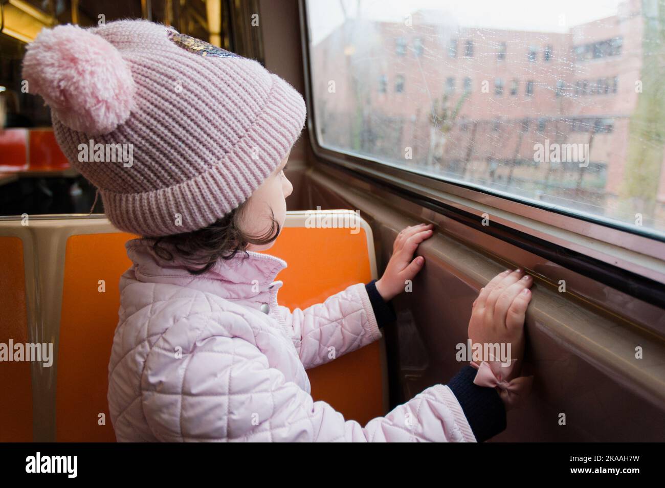 Pretty girl on the New York subway Stock Photo - Alamy