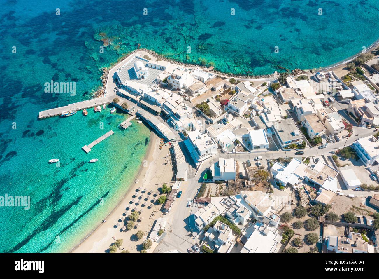 Aerial view of Pollonia town. Milos island, Greece Stock Photo - Alamy