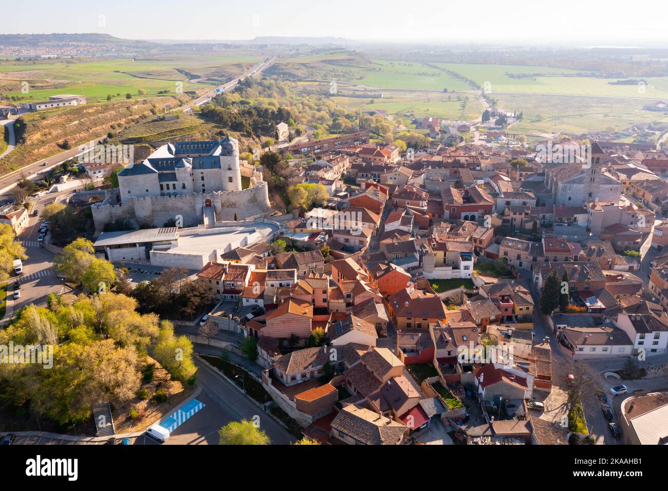 Drone townscape of Simancas with view of castle Stock Photo - Alamy