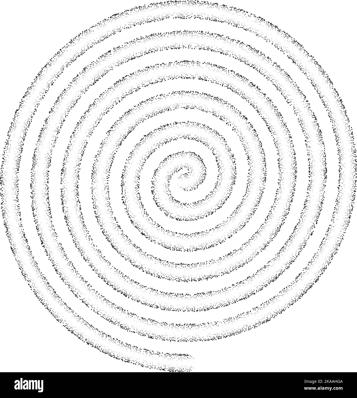Dotted spiral shape. Stippled thin helix. Sand grain texture swirl or ...