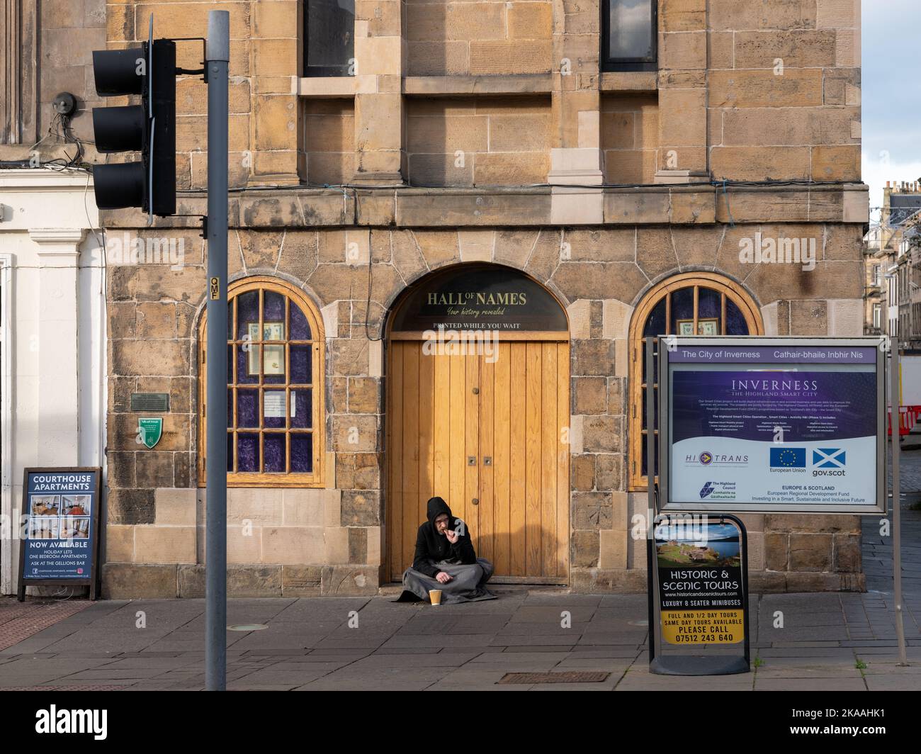 1 November 2022. Inverness, Highlands, Scotland. This is a male sitting ...