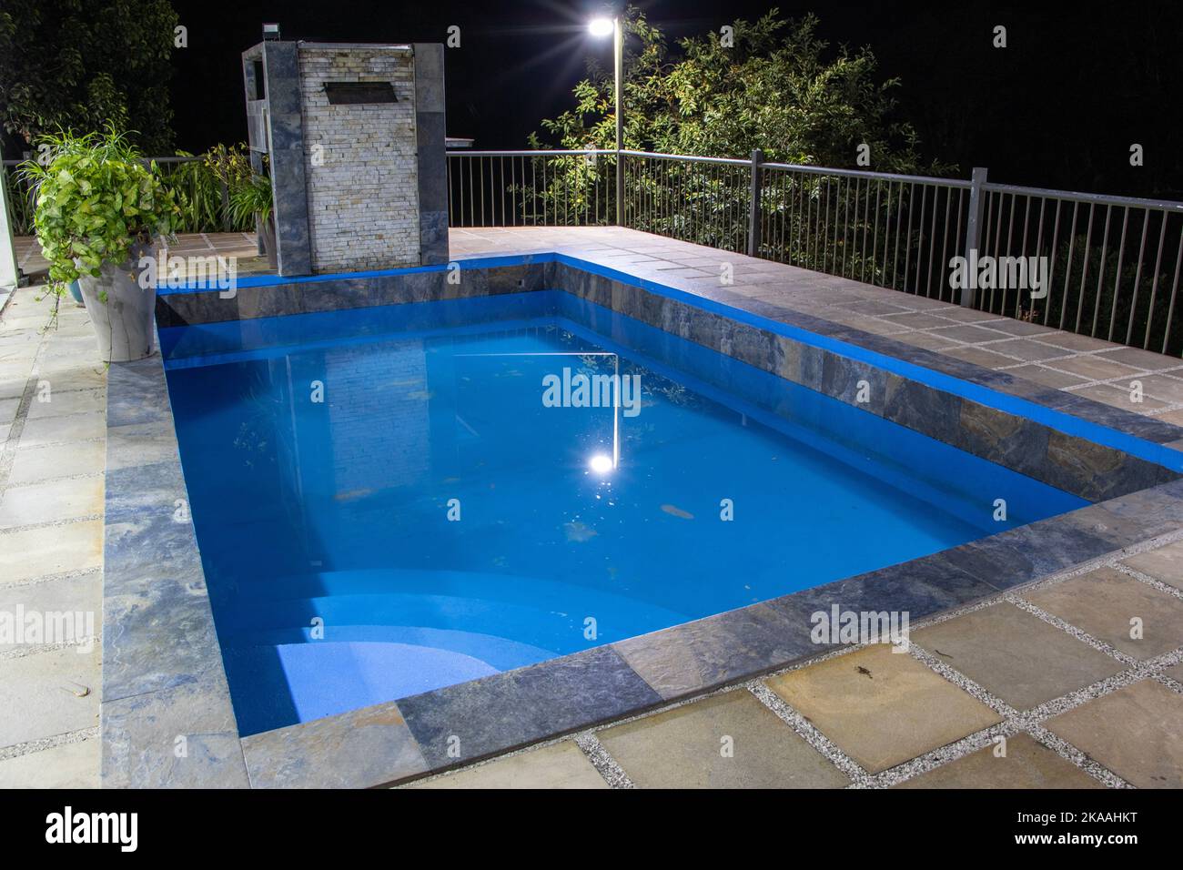 Blue pool at night Stock Photo - Alamy