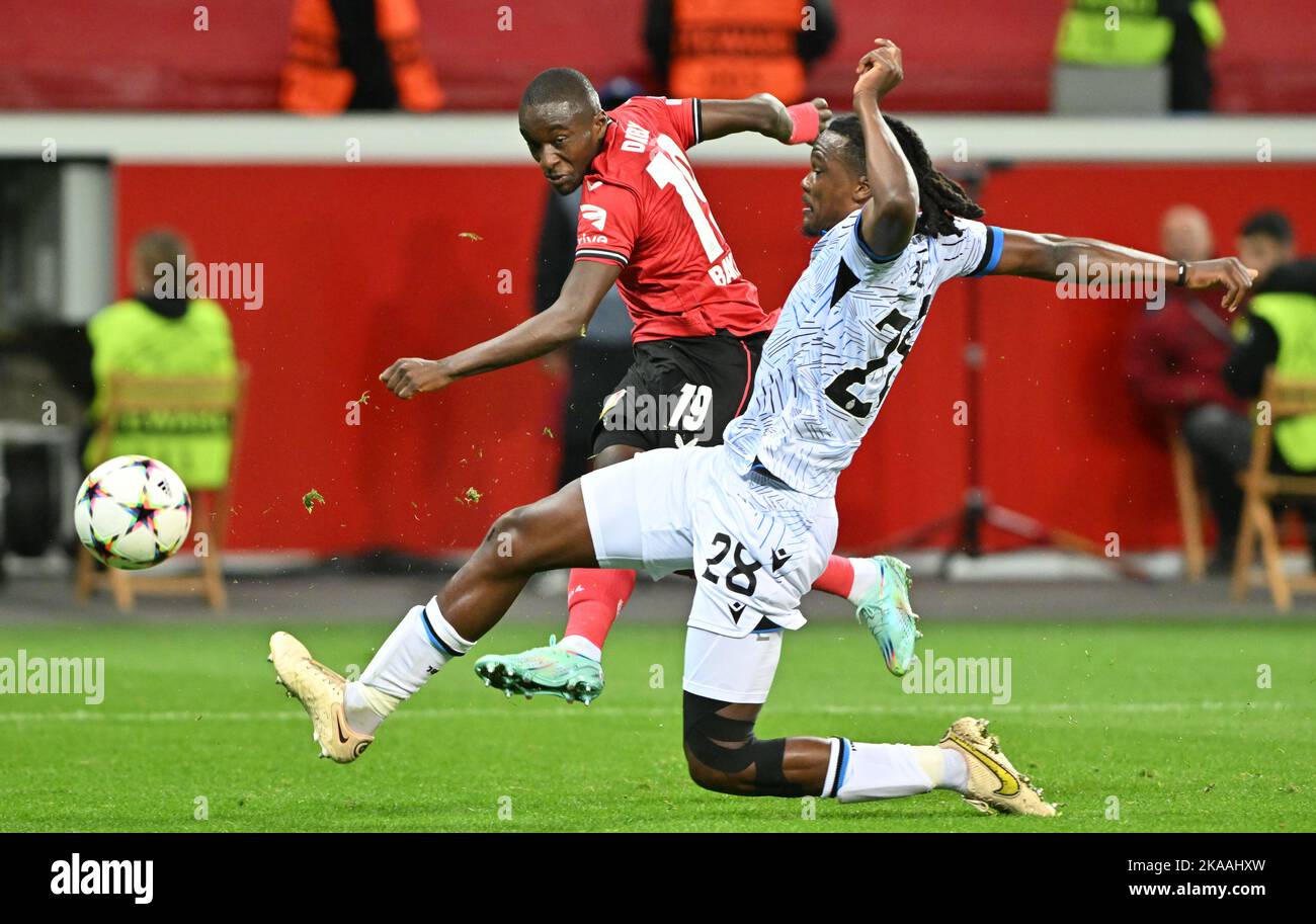 Leverkusen , Germany . 1 of November 2022, Moussa Diaby (19) of ...