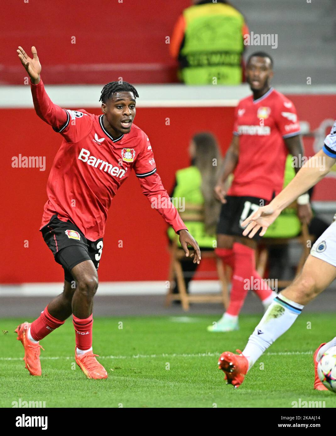 Leverkusen , Germany . 1 of November 2022, Jeremie Frimpong (30) of ...