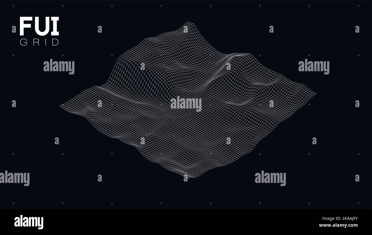 FUI GUI 3D Vector Landscape Scan Grid. Abstract futuristic background ...