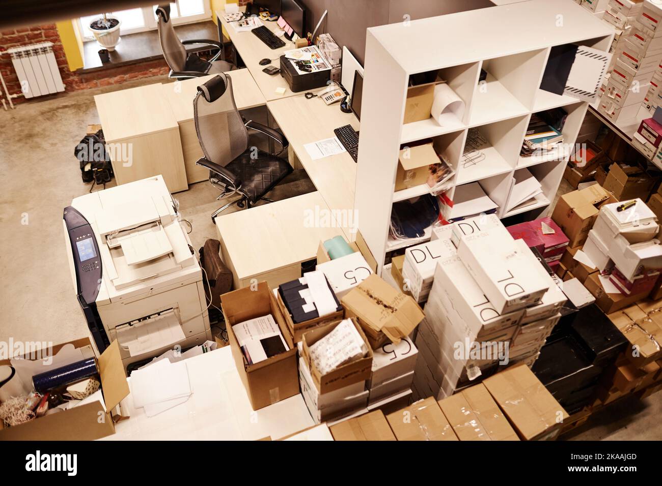 Background image of printing factory workshop top view , copy space ...