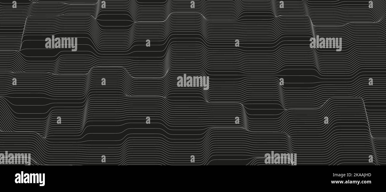 Monochrome sound line waves abstract background . Distorted line shapes ...