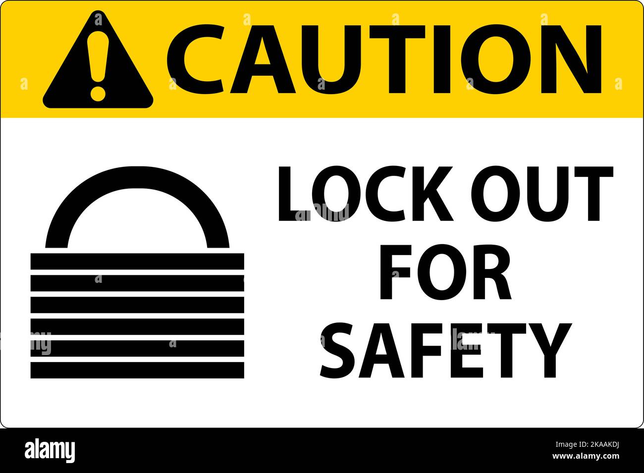 Caution Lock Out Label Sign On White Background Stock Vector Image ...