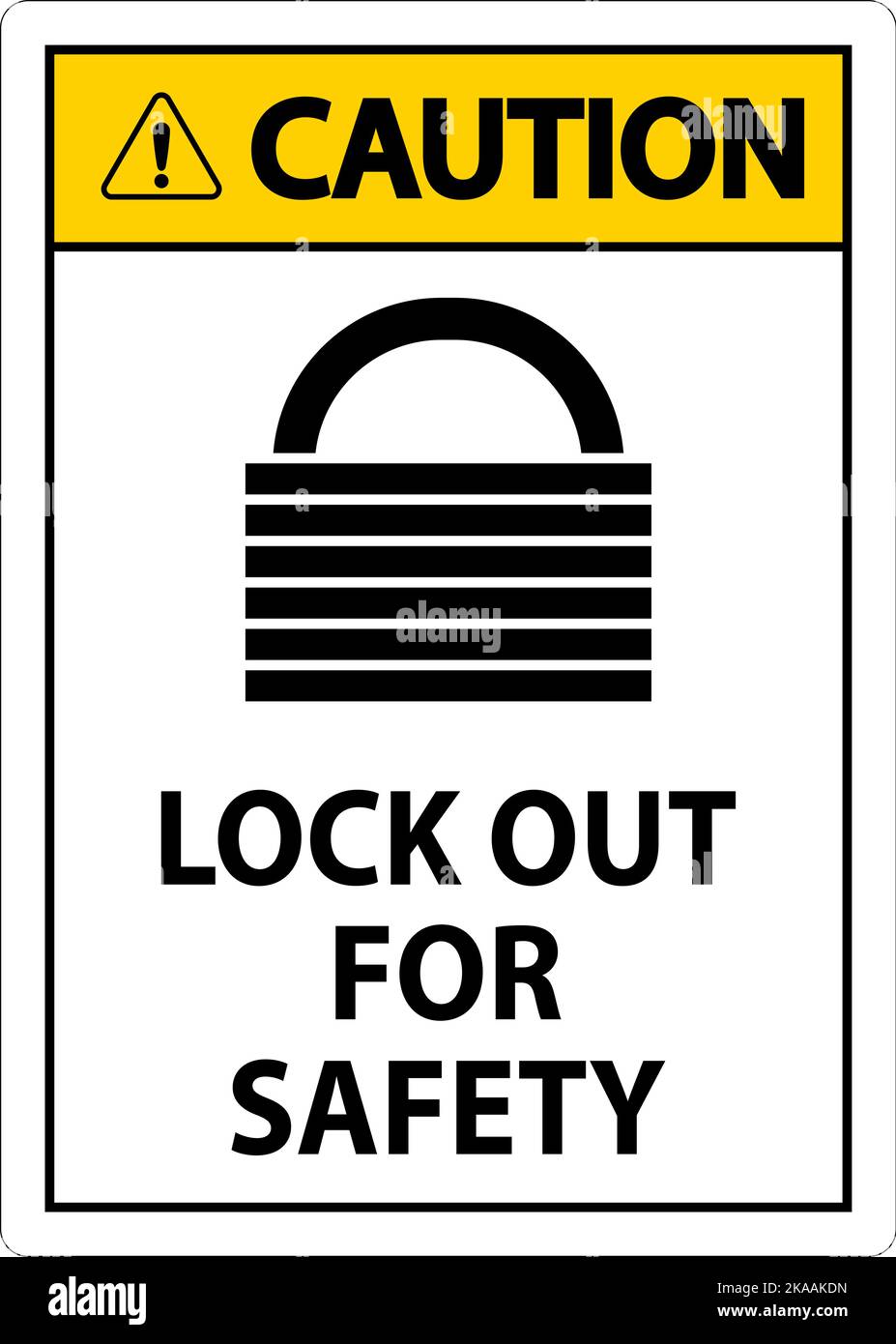 Caution Lock Out Label Sign On White Background Stock Vector Image ...