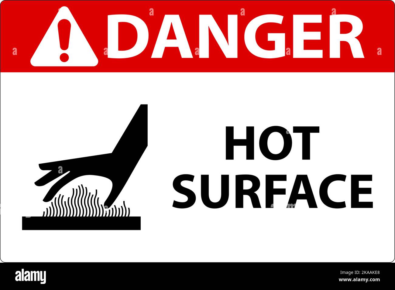 Danger Hot Surface Label Sign On White Background Stock Vector Image ...