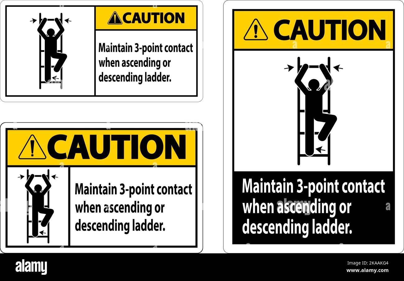 Caution Maintain 3 Point Contact When Ascending Or Descending Ladder ...