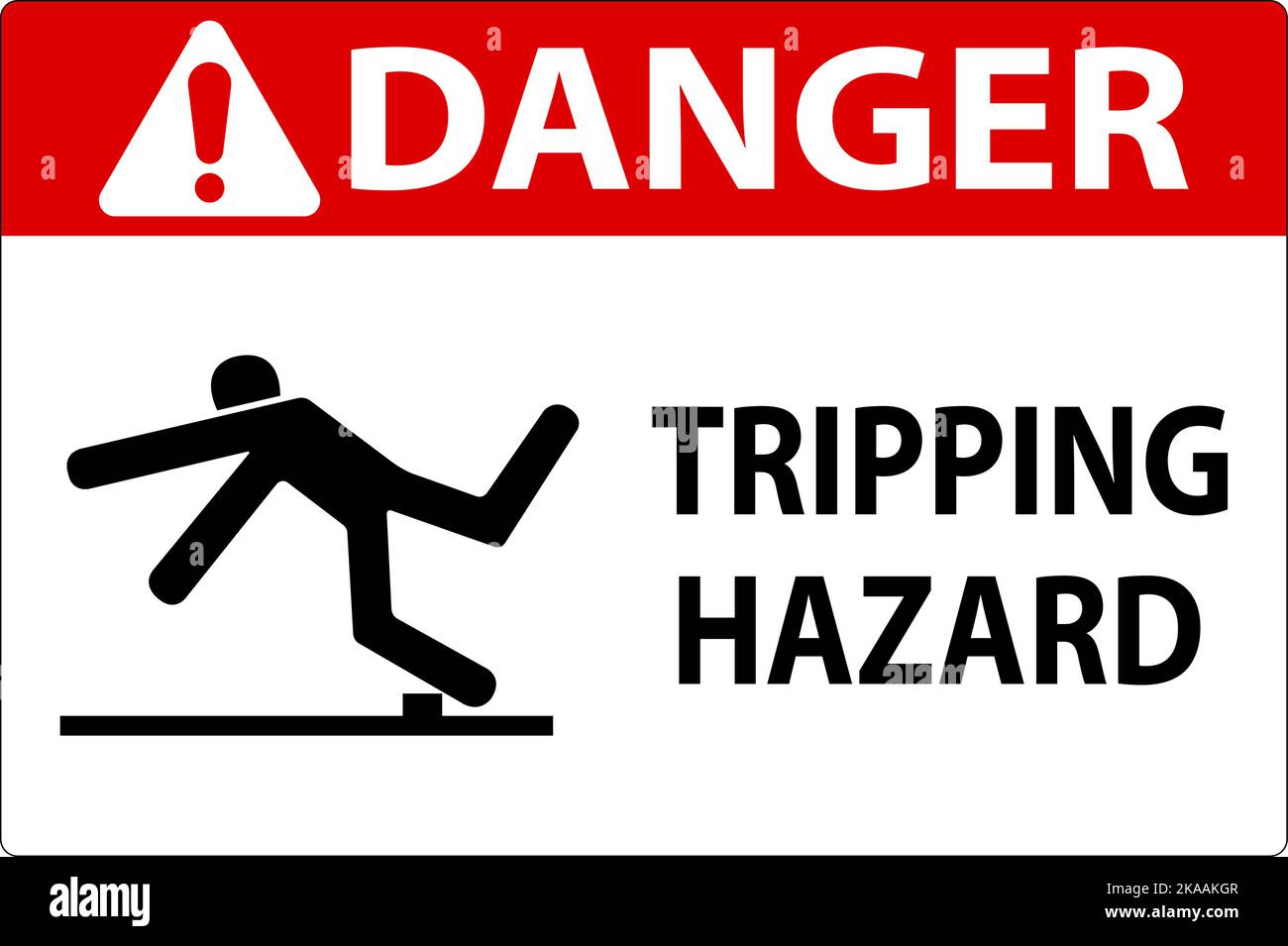 Danger Tripping Hazard Label Sign On White Background Stock Vector ...