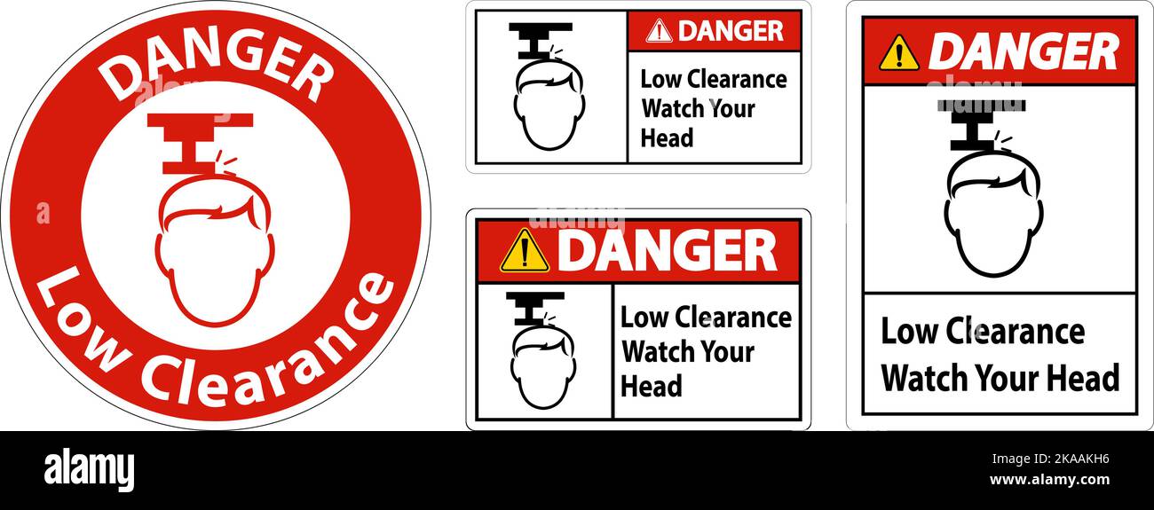 Danger Low Clearance Watch Your Head Sign Stock Vector Image & Art - Alamy