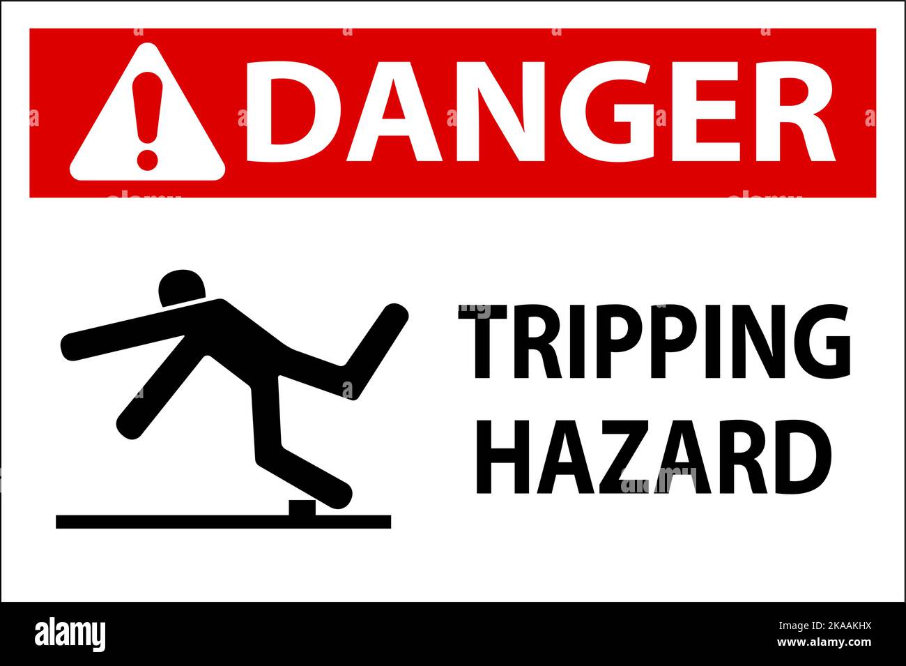 Danger Tripping Hazard Label Sign On White Background Stock Vector ...