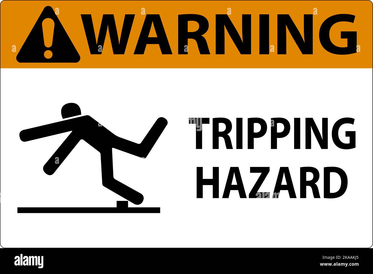 Warning Tripping Hazard Label Sign On White Background Stock Vector ...