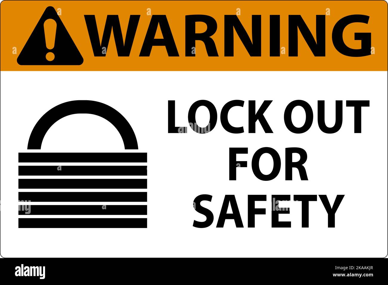 Warning Lock Out Label Sign On White Background Stock Vector Image ...