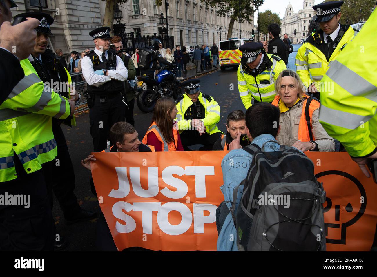 London, UK. 1st November, 2022. Just Stop Oil protesters tried to scale ...