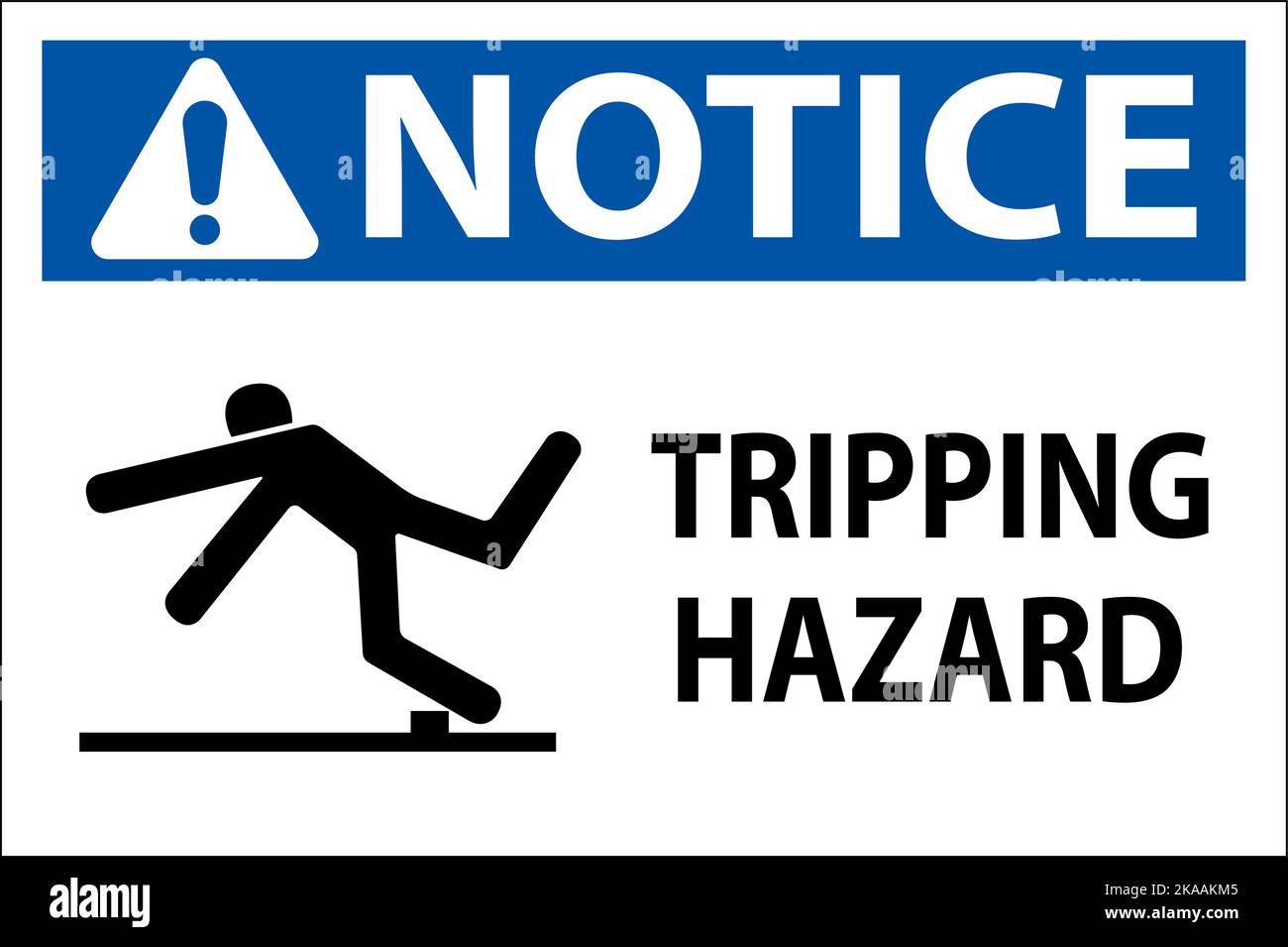 Notice Tripping Hazard Label Sign On White Background Stock Vector ...