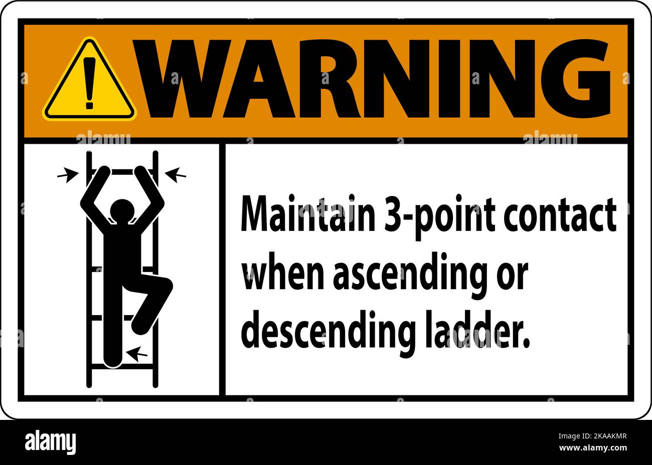 Warning Maintain 3 Point Contact When Ascending Or Descending Ladder ...