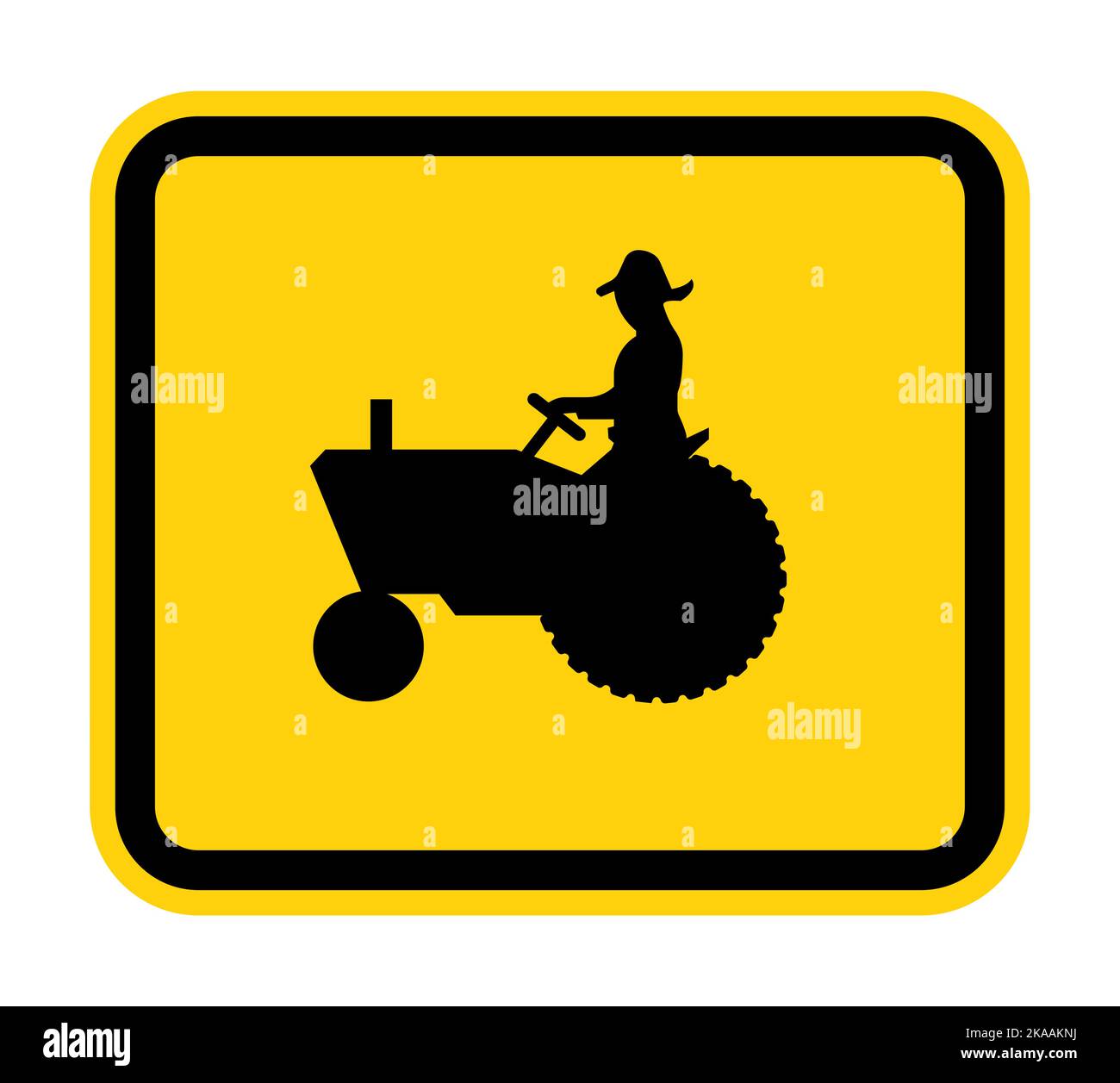 Farm Machinery Crossing Sign On White Background Stock Vector Image ...