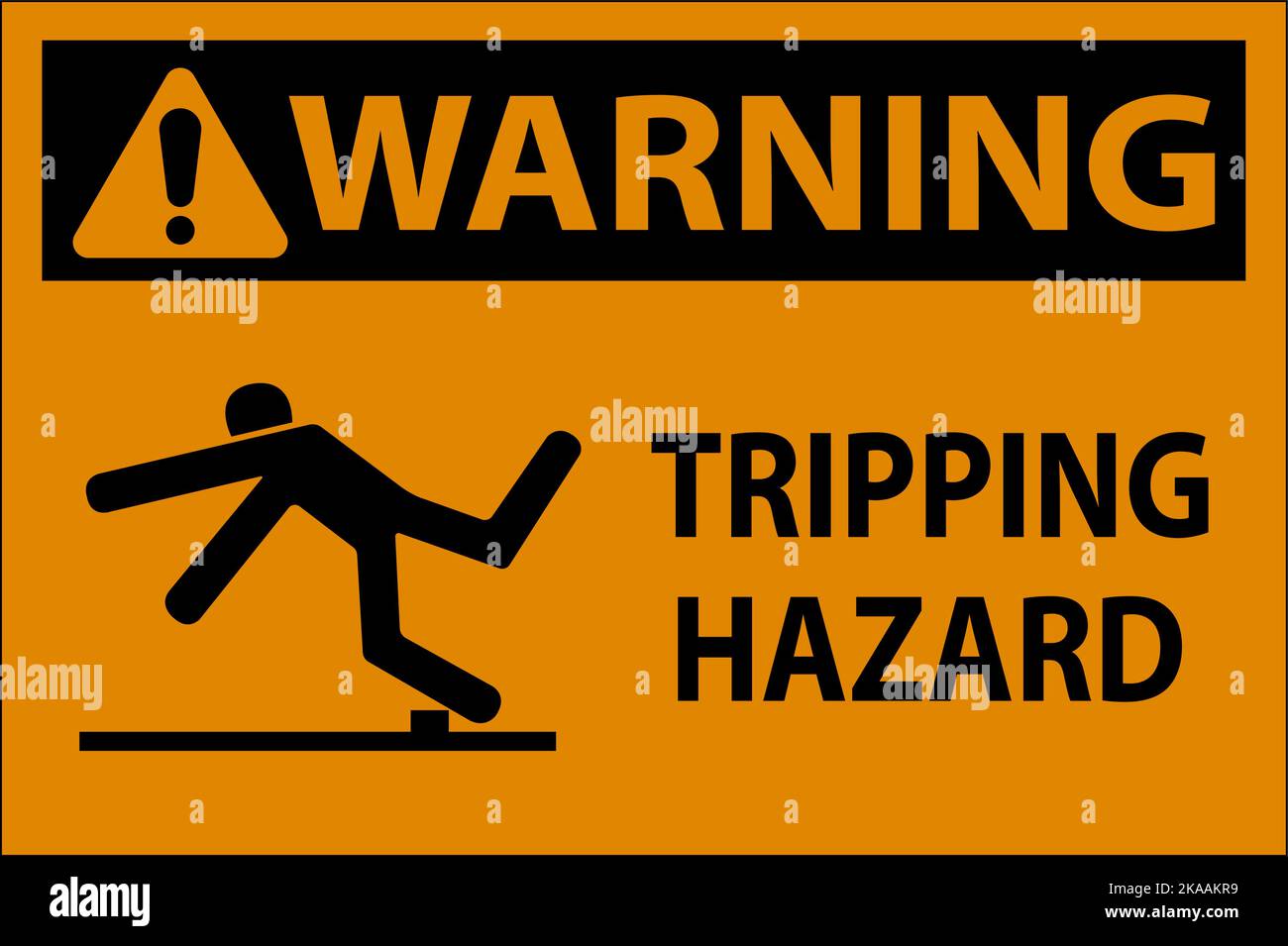 Warning Tripping Hazard Label Sign On White Background Stock Vector ...