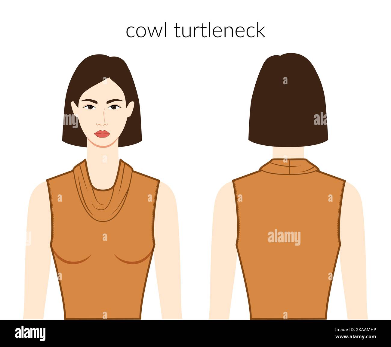 Cowl turtleneck neckline clothes character beautiful lady in ochre top ...