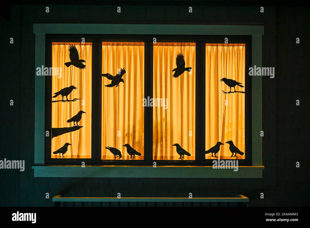 Crow silhouettes on window Stock Photo - Alamy