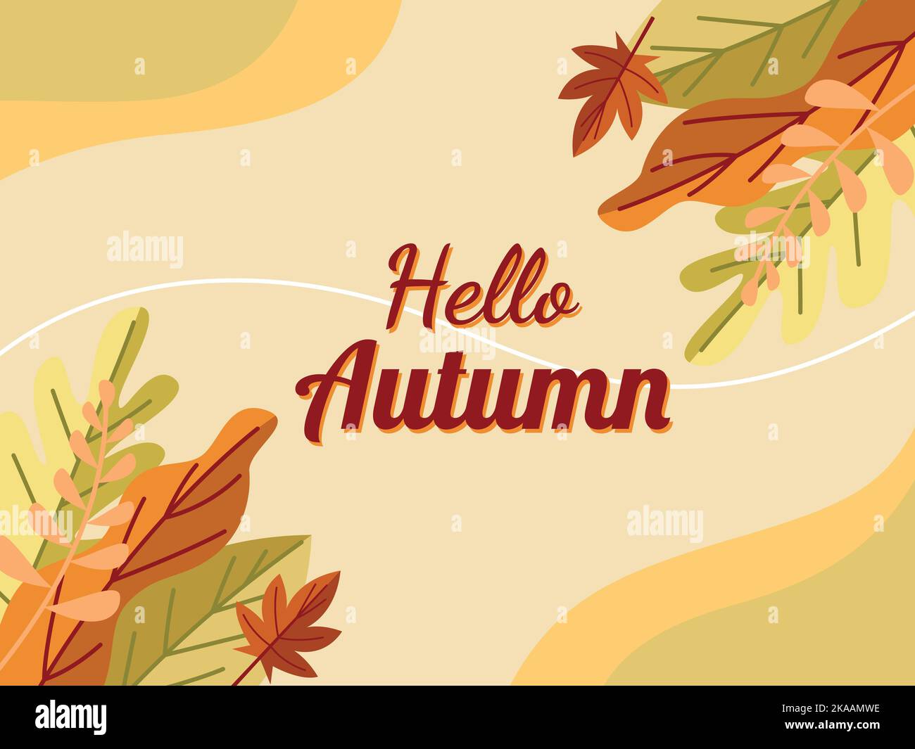 Hello, autumn celebration background flat design illustration - Hygge ...