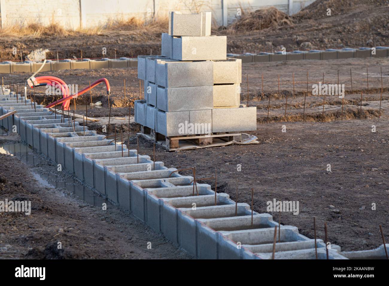 Work on Construction site. Install development pipe drainage system ...