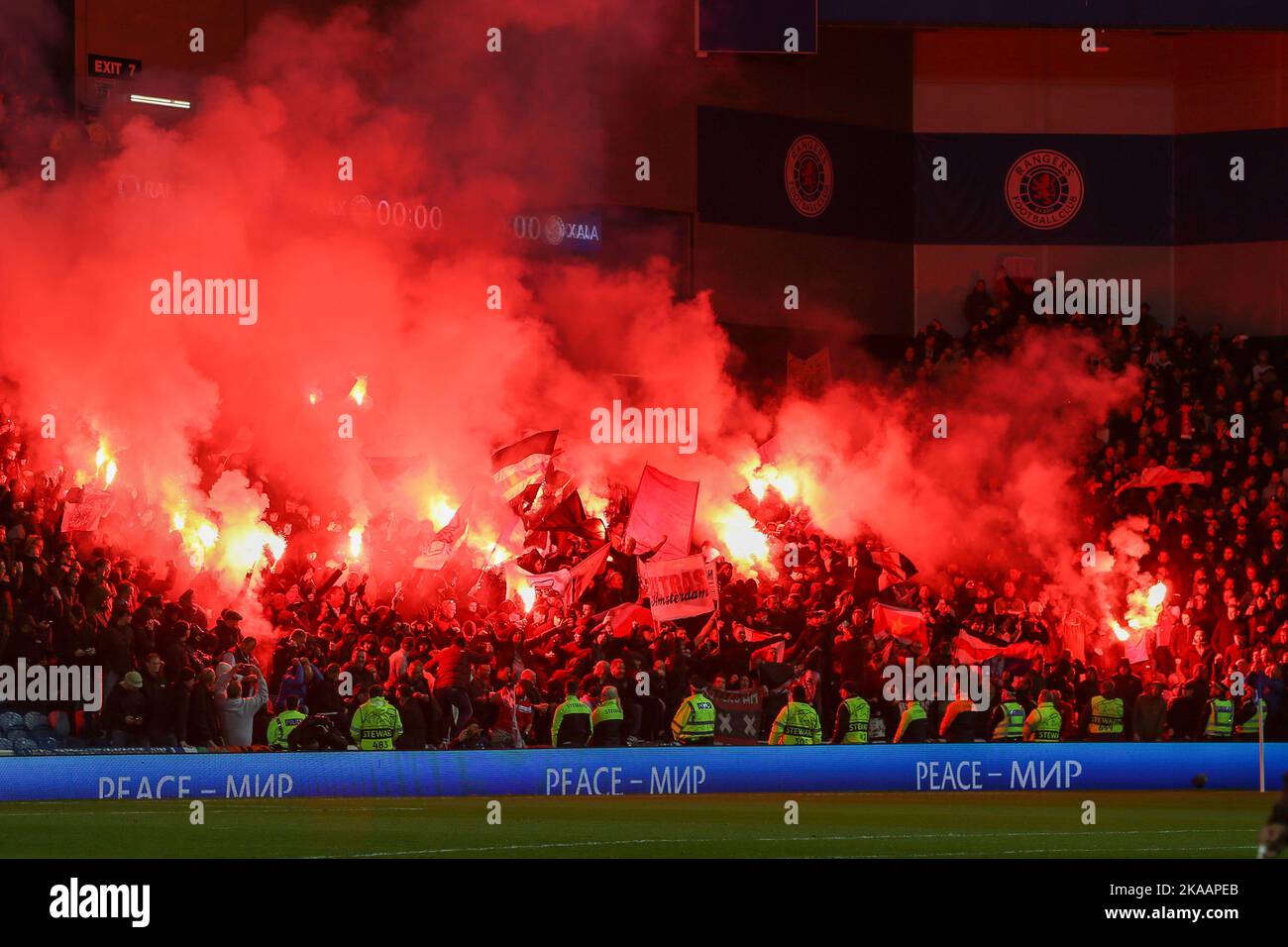 Football crowd celebrating with flares hi-res stock photography and ...