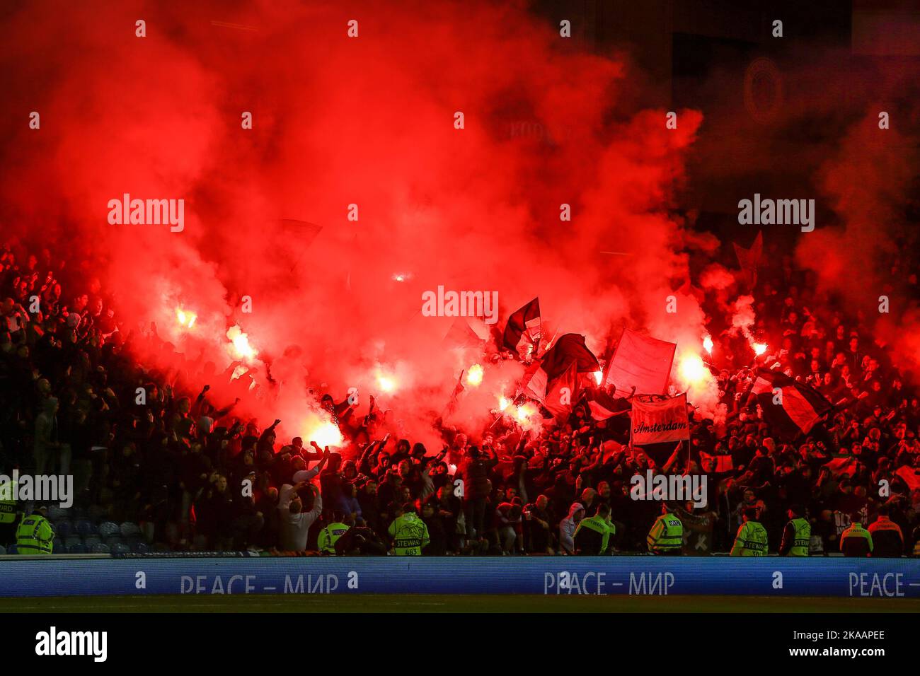 Football crowd celebrating with flares hi-res stock photography and ...