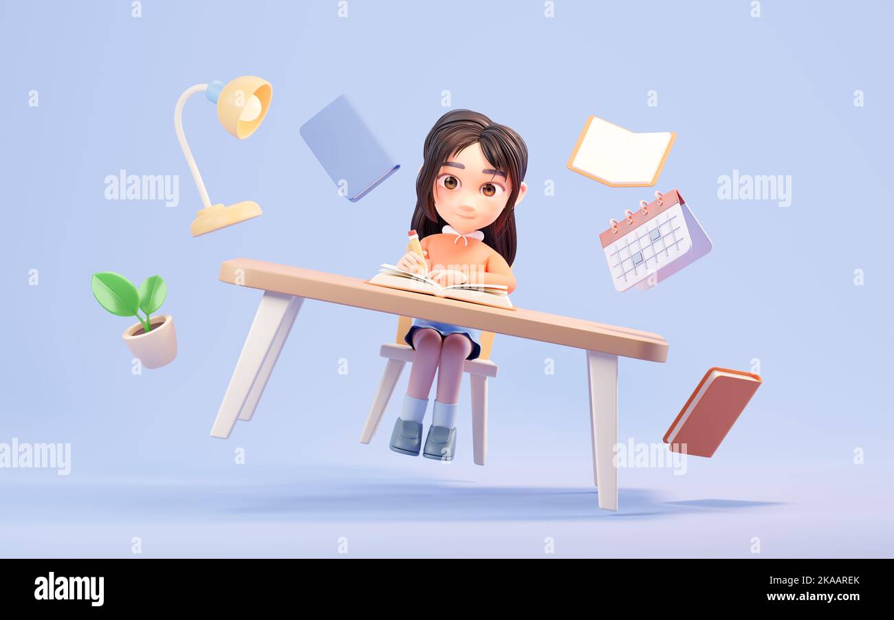 Kid Studying Hard Clipart