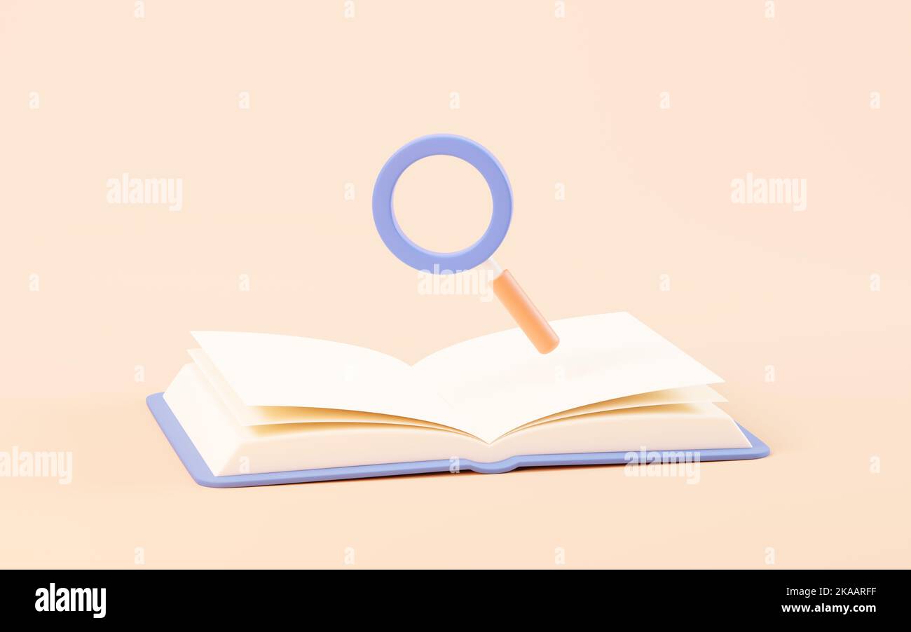 Search the knowledge in books, 3d rendering. Digital drawing Stock ...