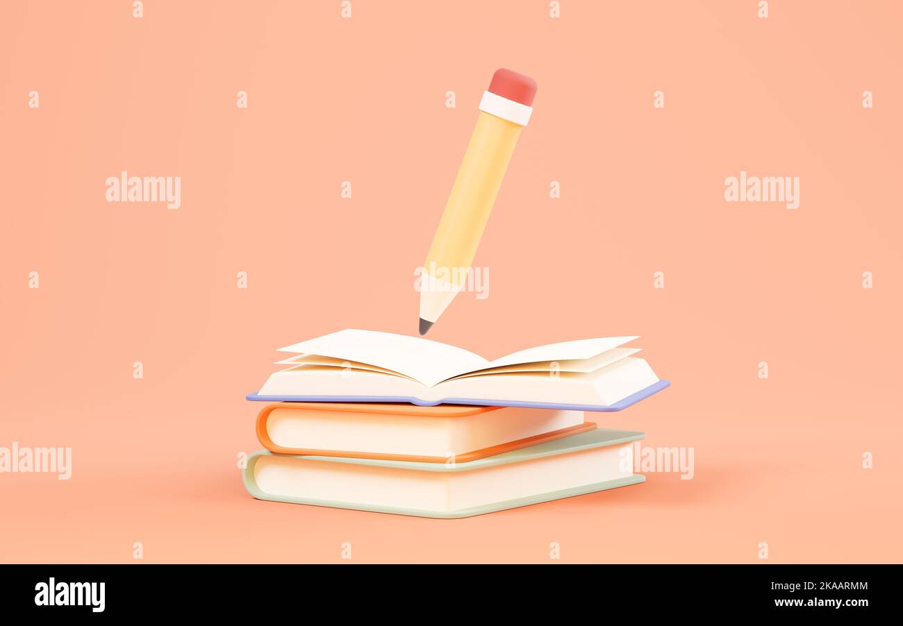 Cartoon style book, 3d rendering. Digital drawing Stock Photo - Alamy