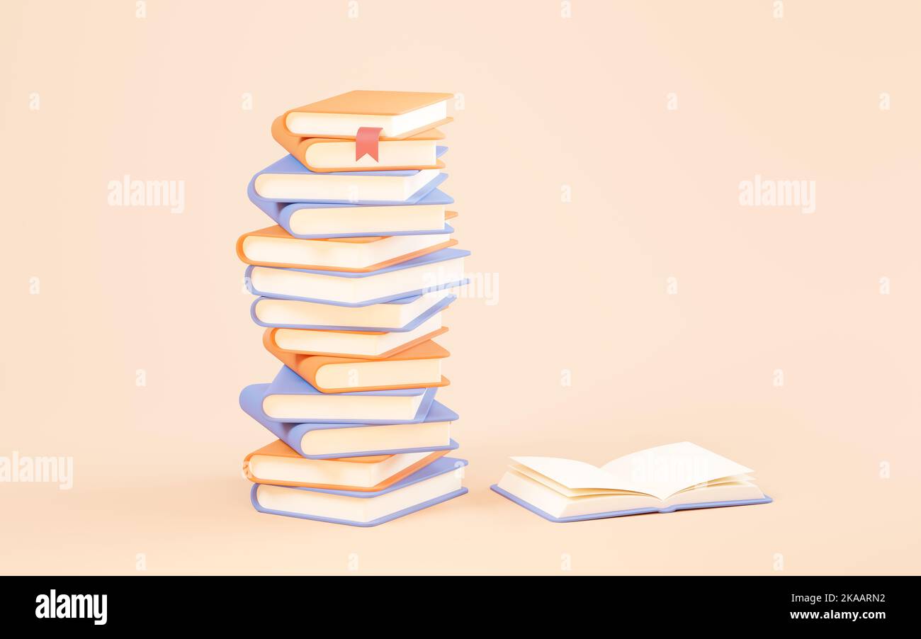 Cartoon style book, 3d rendering. Digital drawing Stock Photo - Alamy