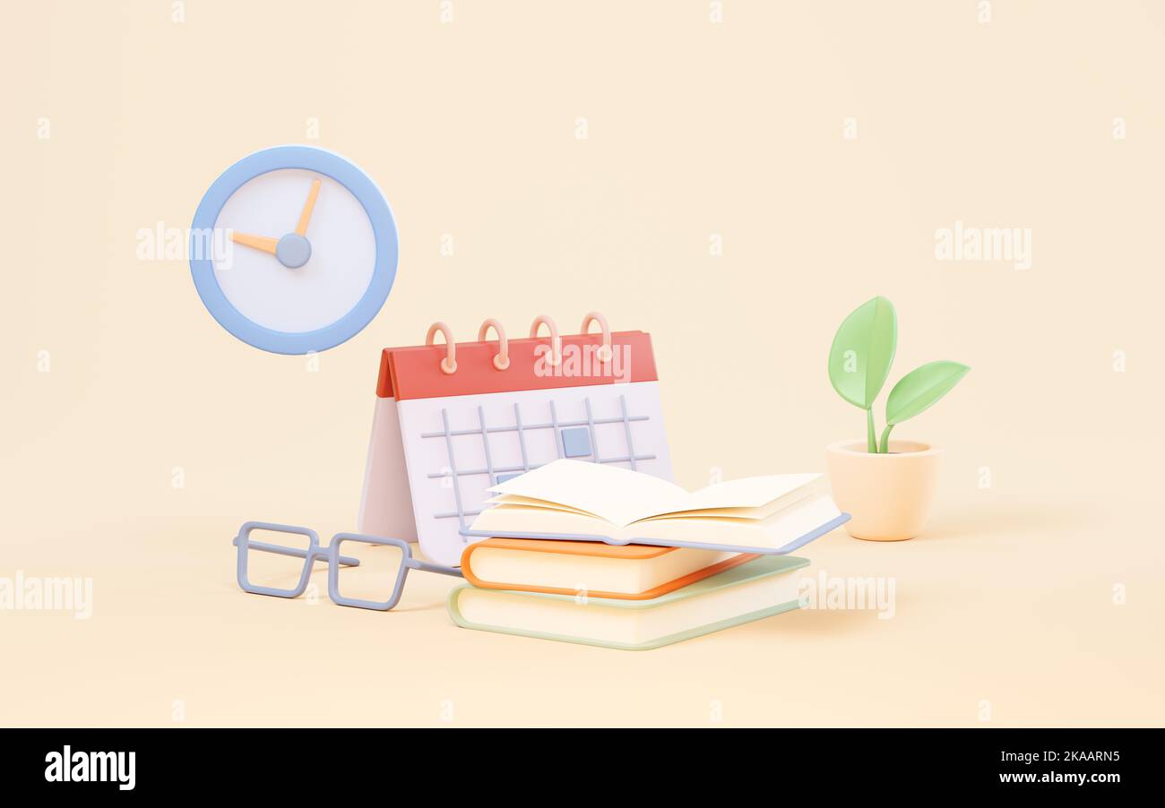 Cartoon style book, 3d rendering. Digital drawing Stock Photo - Alamy