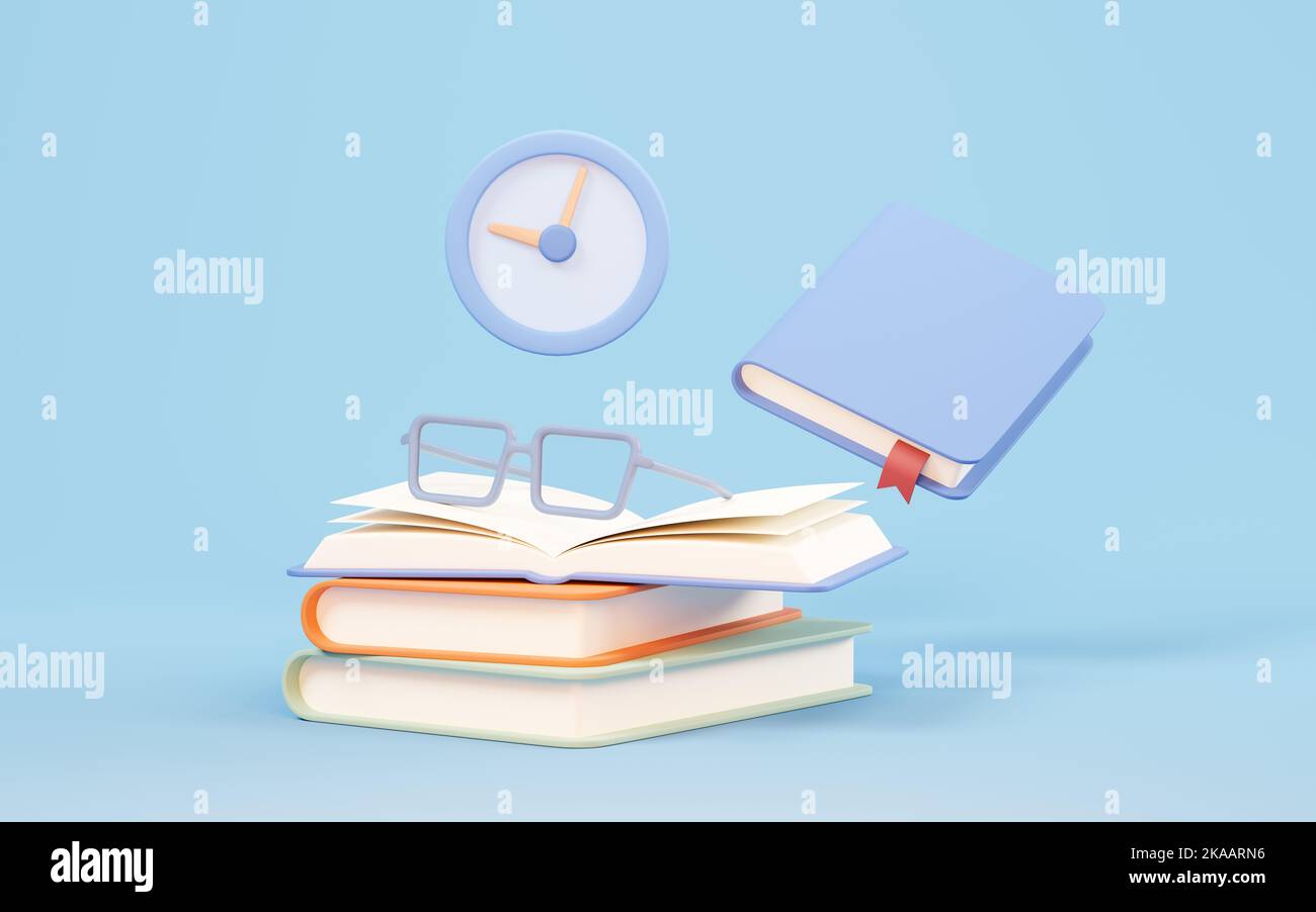 Cartoon style book, 3d rendering. Digital drawing Stock Photo - Alamy