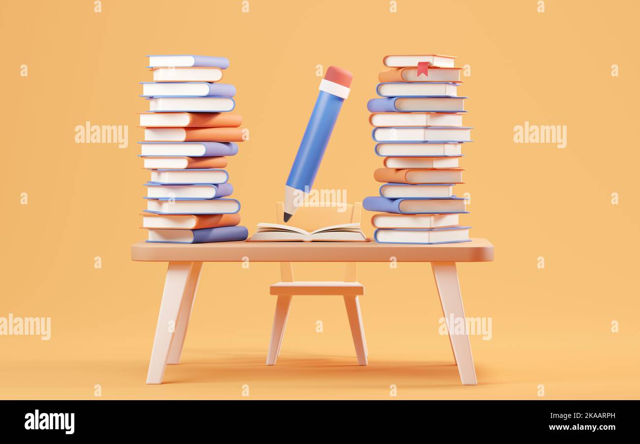 Cartoon style book, 3d rendering. Digital drawing Stock Photo - Alamy