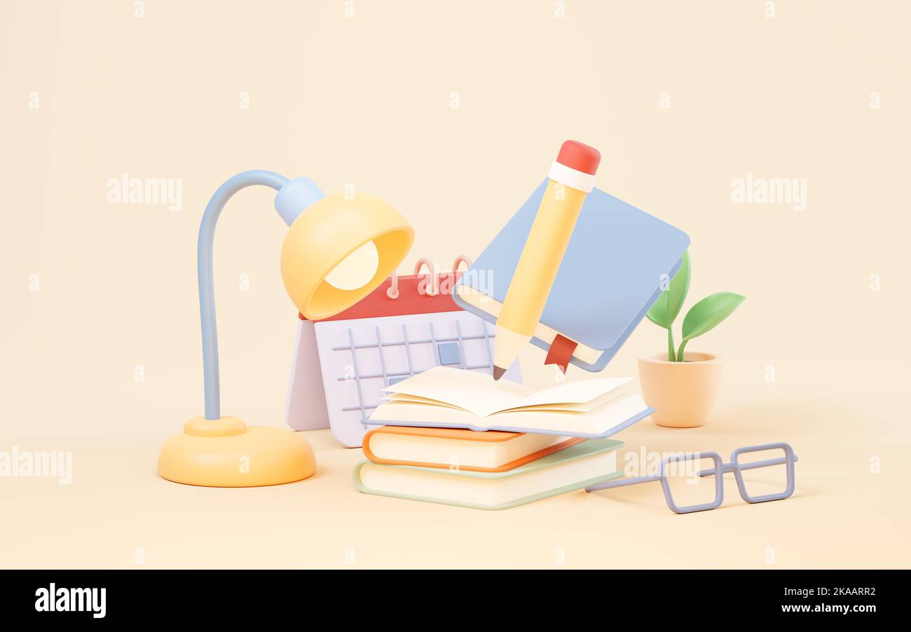 Cartoon style book, 3d rendering. Digital drawing Stock Photo - Alamy