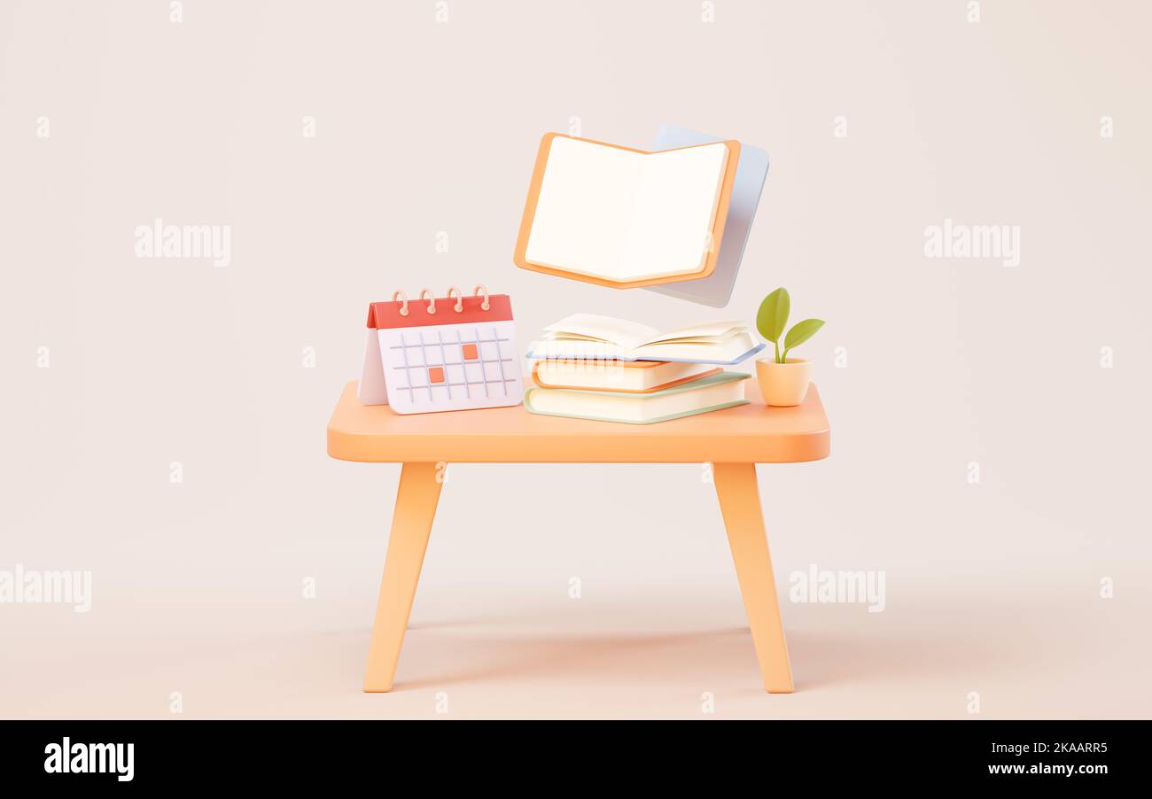 Cartoon style book, 3d rendering. Digital drawing Stock Photo - Alamy