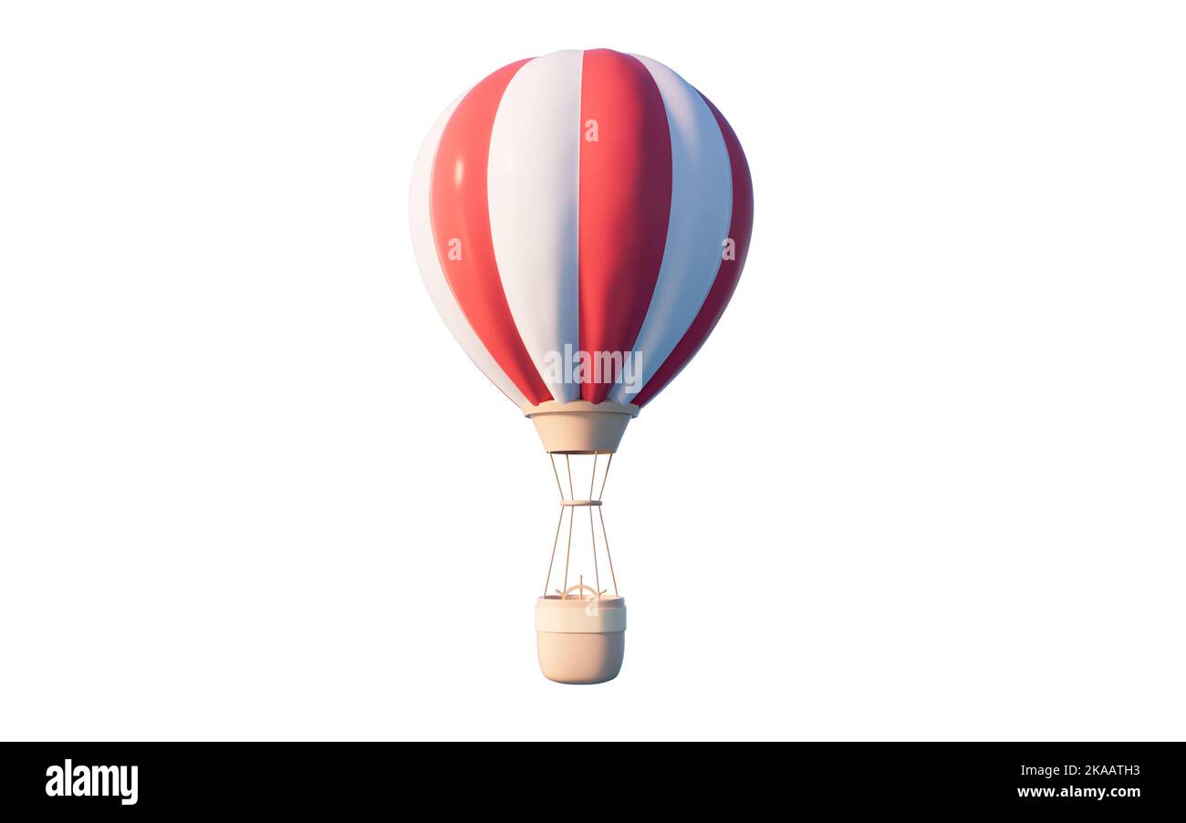 Hot air balloon with cartoon style, 3d rendering. Computer digital ...