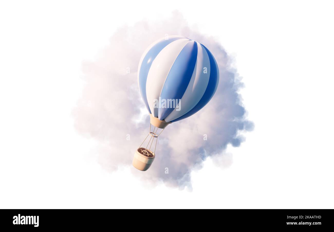 Hot air balloon with cartoon style, 3d rendering. Computer digital ...
