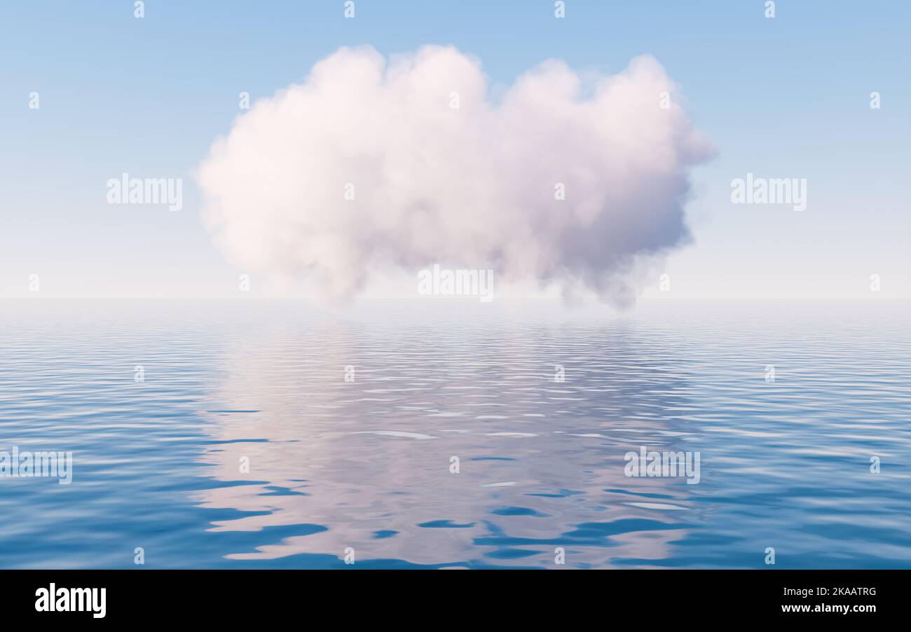 Cloud and water surface, 3d rendering. Digital drawing Stock Photo - Alamy