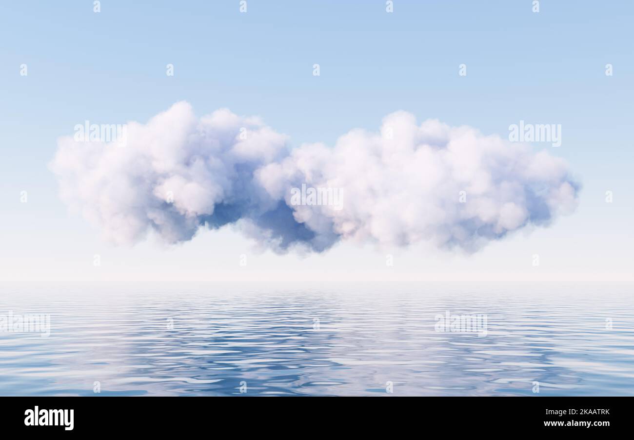 Cloud and water surface, 3d rendering. Digital drawing Stock Photo - Alamy