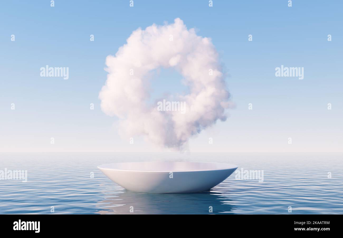 Cloud and water surface, 3d rendering. Digital drawing Stock Photo - Alamy