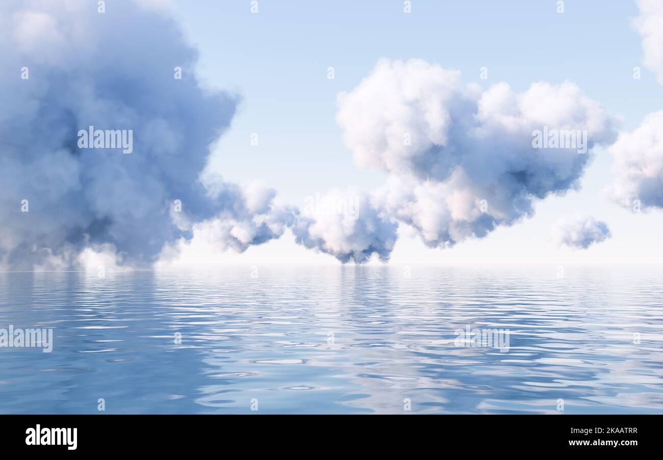 Cloud and water surface, 3d rendering. Digital drawing Stock Photo - Alamy