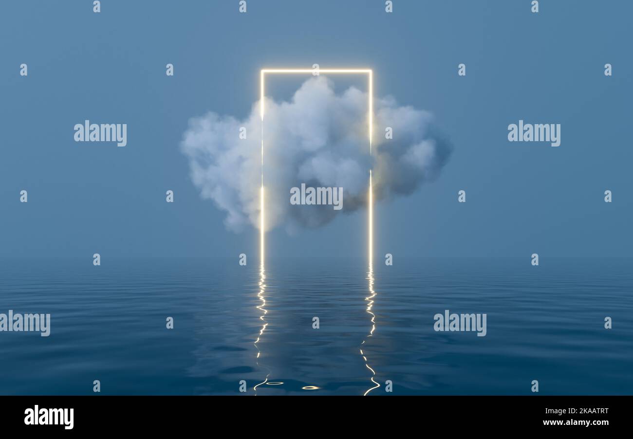 Cloud and water surface, 3d rendering. Digital drawing Stock Photo - Alamy