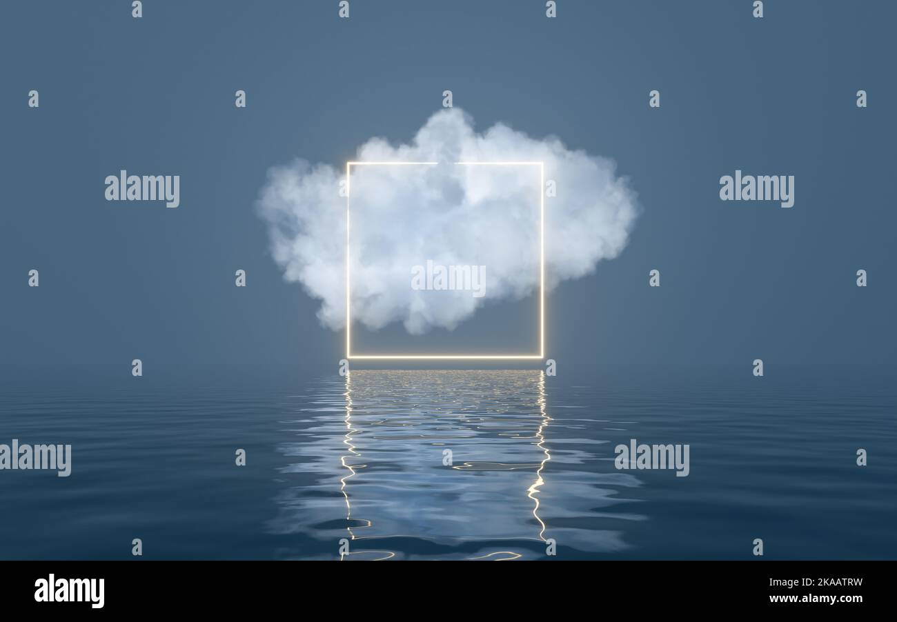 Cloud and water surface, 3d rendering. Digital drawing Stock Photo - Alamy