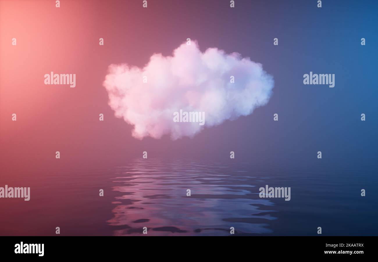 Cloud and water surface, 3d rendering. Digital drawing Stock Photo - Alamy
