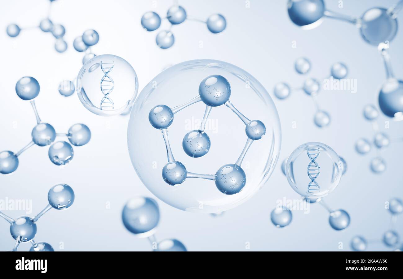 Molecules with blue background, 3d rendering. Digital drawing Stock ...